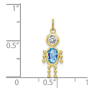 Auriga Fine Jewelry 10K Yellow Gold March Boy Birthstone Charm Pendant for Women (L- 0.79 Inch, W- 0.4 Inch)