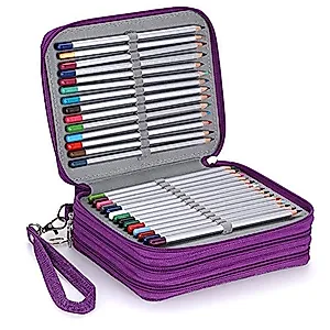 OLIKE 78 Slots Pencils Holder Case Organizer for Colored Pencils Handy Zipper Pencil Bag for Prismacolor Watercolor Pencils, Crayola Colored Pencils, Marco Pencils