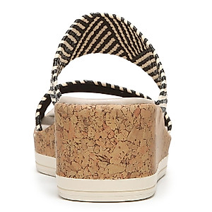 BZees Womens Resort Cork Strappy Wedge Sandal, Black Natural, 7.5 Wide US