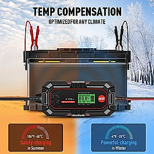Sailvono 4A Battery Charger, 6V and 12V Smart Trickle Charger, 10-Stages 14.6 Volt LiFePO4 Automatic Battery Maintainer with Supply Mode for Motorcycle Car Lawn Mower Boat Marine Lead Acid Batteries