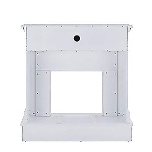 SEI Furniture Jacksdale Faux Stone Accent Electric Hidden Media Shelf Fireplace, White