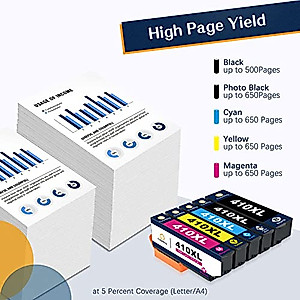 Colorking Remanufactured 410 Ink Cartridges for EPSON T410 410XL Ink for Expression XP7100 Ink Cartridges XP-630 XP-7100 XP-830 XP-640 Printer (1 Black, 1 Cyan, 1 Magenta, 1 Yellow, 1 Photo Black)