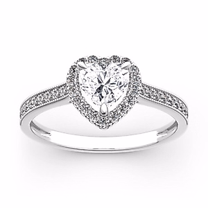 Jeulia Moissanite Halo Heart Cut Diamond White Moissanite Stone Gold Ring Engagement Anniversary Promise Wedding Rings (6)