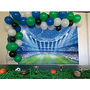 Soccer Field Backdrop Stadium Soccer Competition Fans Night Spotlight Background Adults Man Boy Birthday Party Football Match Wall Decorations Photo Shoot Props 8x6FT