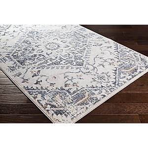 Mark&Day Area Rugs, 5x7 Baflo Traditional Denim Area Rug, Blue Cream Brown Carpet for Living Room, Bedroom or Kitchen (5'2" x 7')