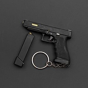 Keychain Mini Tactical Key Chain Collection Gift Pendant Ornament Collection for Boyfriend Men Army Fan (G34-Black)