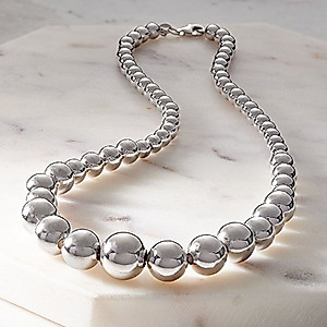 Ross-Simons Italian 6-14mm Sterling Silver Bead Graduated Necklace. 18 inches