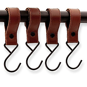 Brute Strength - Leather Stroller Hooks - Cognac 2X - Full Grain Leather - Mommy Hook - Stroller Clip - Bag Hook - Straps with Hooks - Carabiner Hook Clips