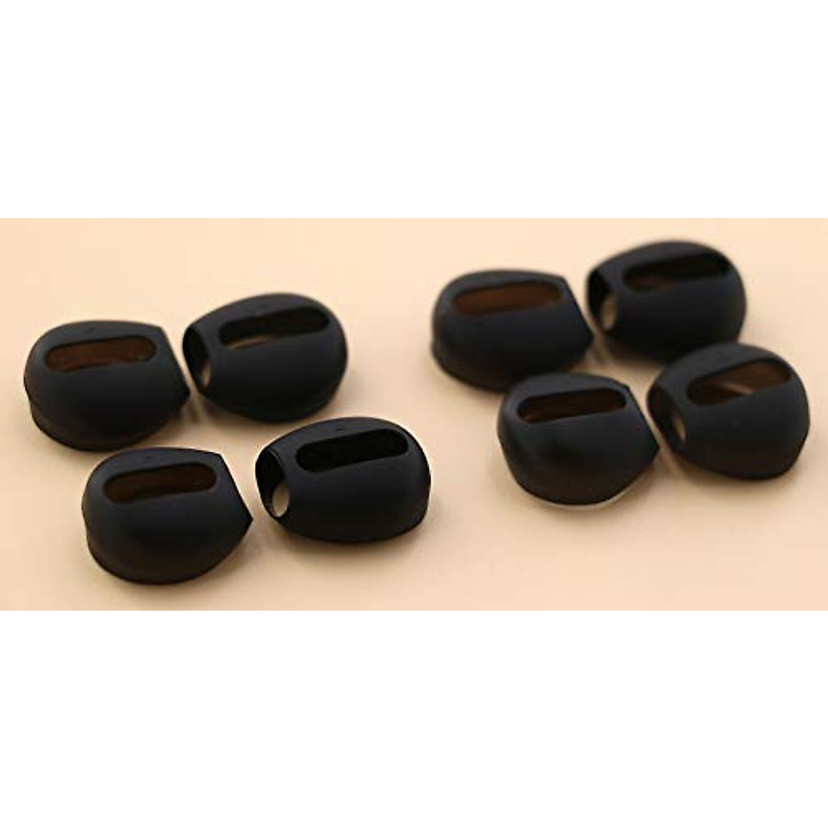 IiEXCEL (Fit in Case) 4 Pairs Replacement Super Thin Slim Silicone Earbuds Ear Tips and Covers Skin Accessories for Apple AirPods or EarPods Headphones (Fit in Charging Case) (Black)