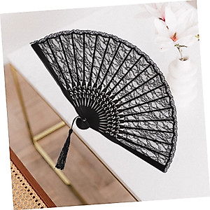 Dance Fans Hand Fan Foldable Sequin Folding Fans Silk Fans Chinese Folding Fan Tassel Fan Spanish Hand Fans Retro Folding Floral Hand Fans Lace Victoria Miss