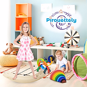 Wooden Rainbow Stacking Toy - Montessori Toys for 3+ Year Old - Rainbow Stacker Grimms Extra Large for Kids 2 3 4 5 Boys and Girls - 12 Pieces