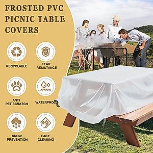 IndigoTempest9 Waterproof Picnic Table Cover for Outdoors,Plastic Cover,Frosted PVC Outdoors Furniture Covers for 6 ft Picnic Table Bench Set,75” L x 67” W x 30” H