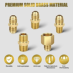 12 Feet High Pressure Braided Propane Hose Extension with Conversion Coupling 3/8" Flare to 1/2" Female NPT, 1/4" Male NPT, 3/8" Male NPT, 3/8" Male Flare, Propane Gas Line for BBQ Grill, Fire Pit