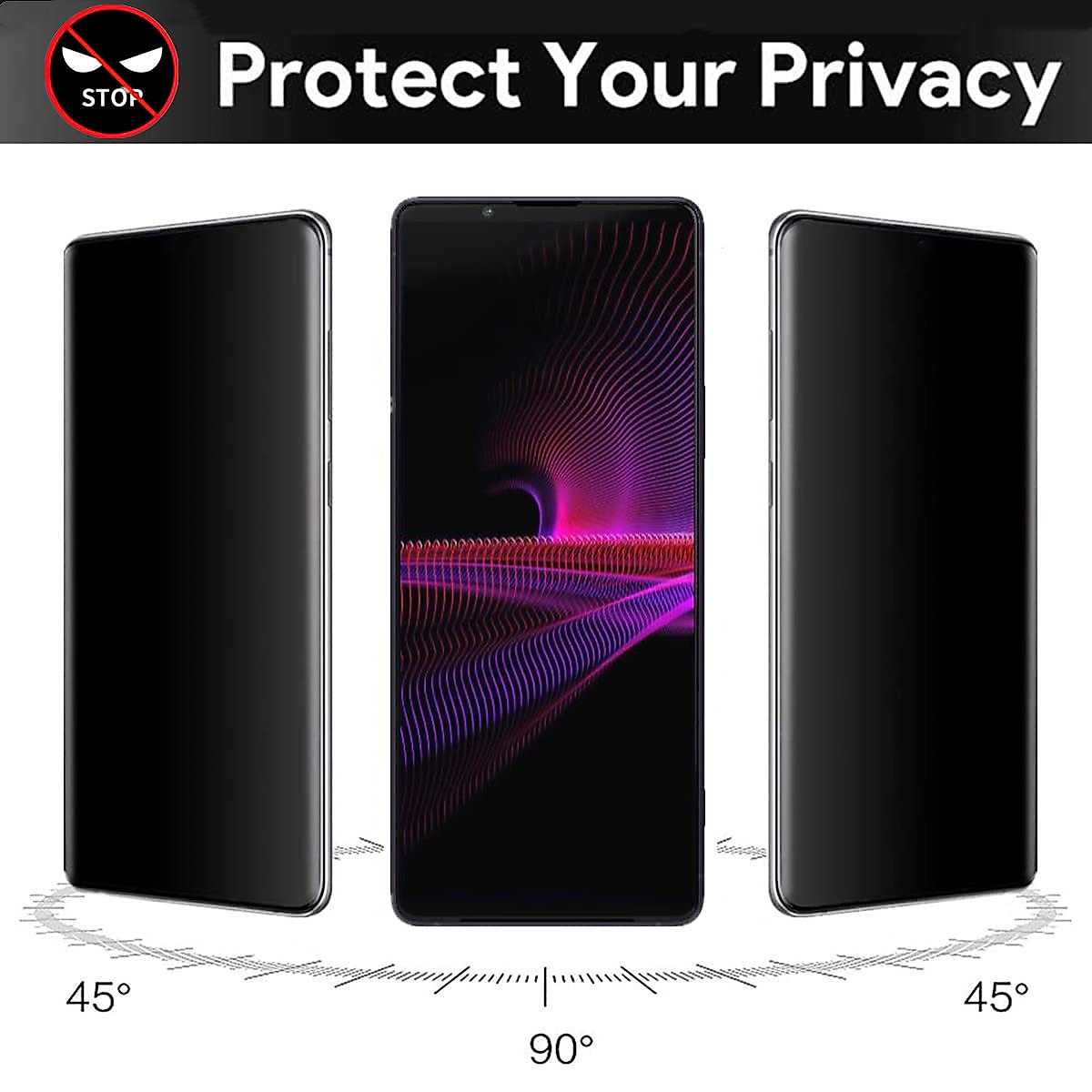 AISELAN for Sony Xperia 1 III Anti-Spy Tempered Glass, [2 Pcs] 9H Hardness Anti-Scratch Anti-Peeping Privacy Screen Protector Proteceive Film for Sony Xperia 1 III Phone