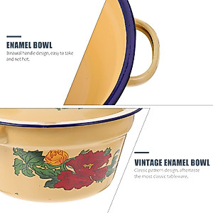 YARDWE Oven Stainless Steel Mixing Bowl Enamel Bowls Vintage Metal Bowls: Salad Bowl with Lid Washing Basin Ramen Bowls Soup Bowls Serving Bowl for Soup Noodle Pho Udon Stainless Steel Mixing Bowl