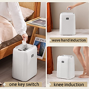 Touchless Bathroom Trash Can with Lid, 4 Gallon Plastic Automatic Garbage Bin, Waterproof Motion Sensor Wastebasket Rubbish Bin for Kitchen, Living Room, Bedroom, Office (No Battery)