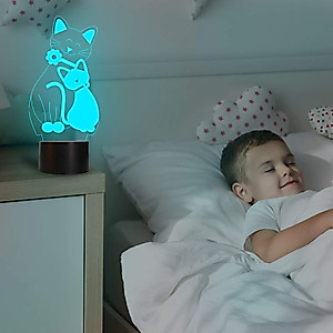 Bagvhandbagro Cat 3D Lamp, Animal Cat Kitty LED Night Light Touch Table Desk Lamp 7 Color Changing with Acrylic Flat & USB Cable, Christmas Birthday Gift for Boys Girls
