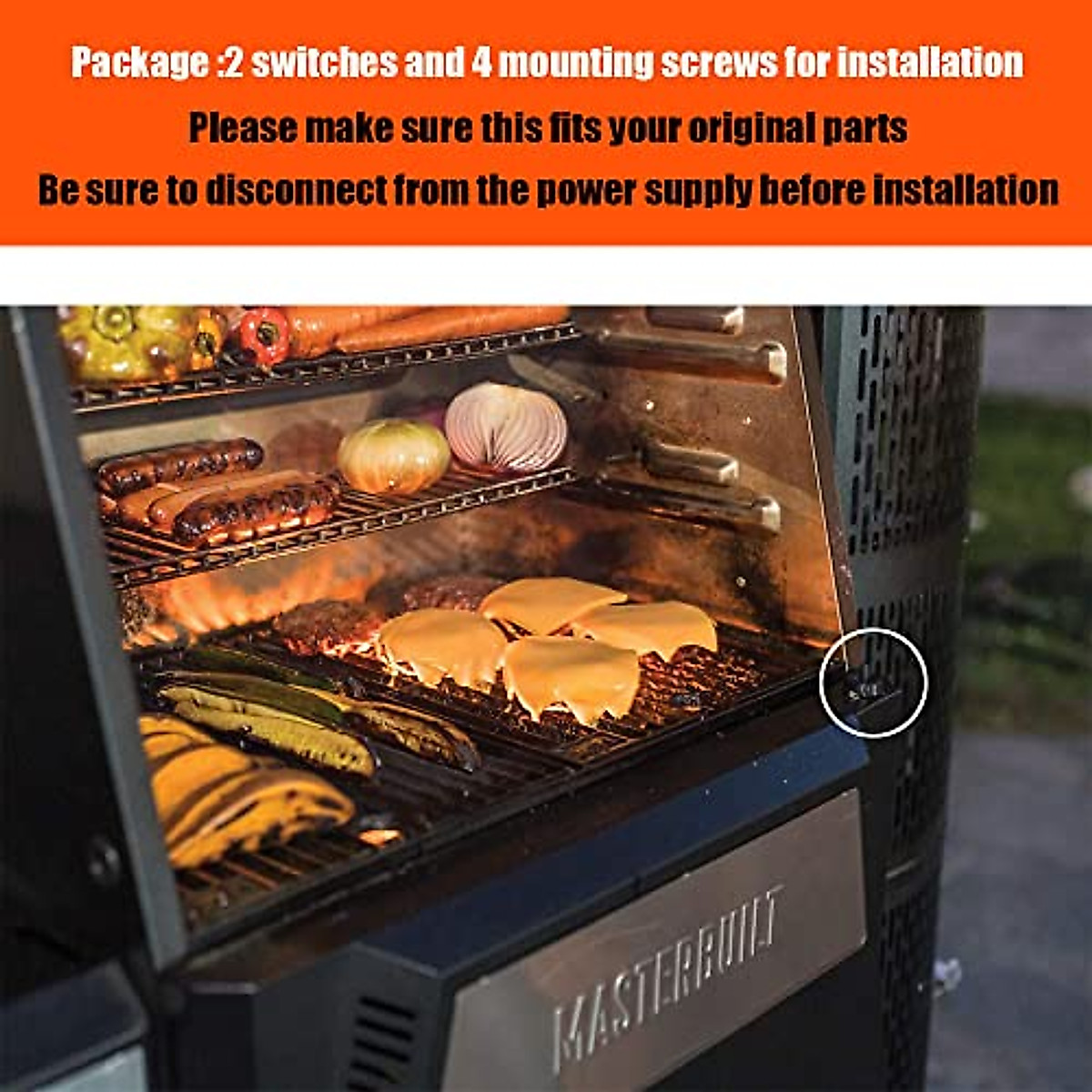 DONSIQIZZ 2-Pack Hopper Lid/Door Switch Kit Replacement Part for Masterbuilt Gravity Series 560/800/1050 XL & Digital Charcoal Grill + Smokers