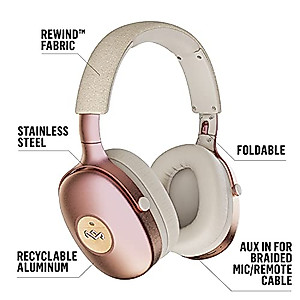 House of Marley Positive Vibration XL ANC: Noise Cancelling Over-Ear Headphones with Microphone, Wireless Bluetooth Connectivity, and 26 Hours of Playtime, Copper