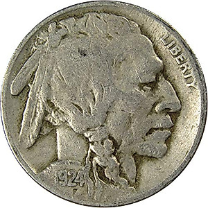 1924 Indian Head Buffalo Nickel 5 Cent Piece VG Very Good 5c US Coin Collectible