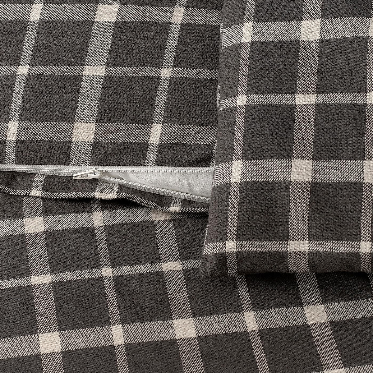 STRUTBRAKEN King Duvet Cover and Pillowcase(s) Cotton Gray Check