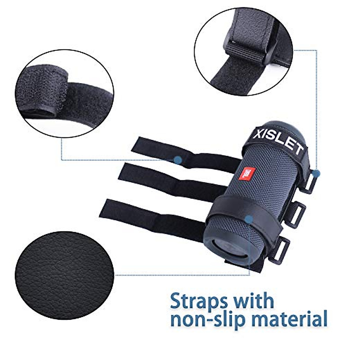 Xislet 2-Strap Style Portable UTV Speaker Mount Compatible with Polaris RZR Ranger Can Am Maverick X3 Kawasaki Mule Attaches 1.5-2.0" Roll Bar Wakeboard Tower Boat Wireless Speaker Bar Mount