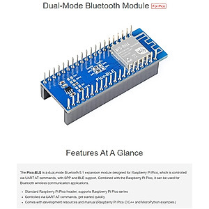 Waveshare Dual-Mode Module for Raspberry Pi Pico SPP/BLE Wireless
