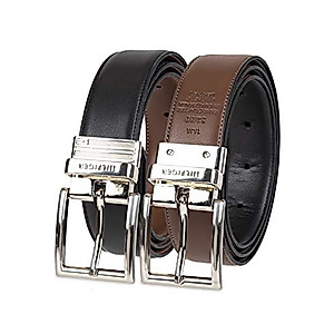 Tommy Hilfiger Men's Reversible Belt, Black/Brown Silver, 36