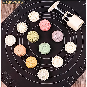 LIUSM Mid-Autumn Festival DIY Hand-Pressure Moon Cake Mould，50g Moon Cake Mold Set(1 Mold 6 Stamps)