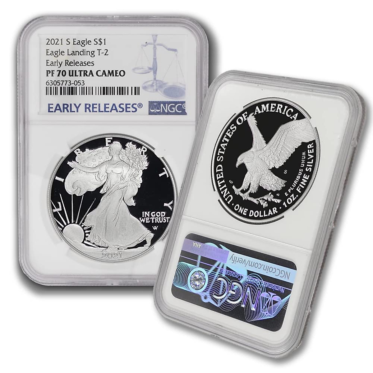 2021 S 1 oz Proof American Silver Eagle PF-70 Ultra Cameo (Early Releases - Type 2) $1 NGC PF70UCAM