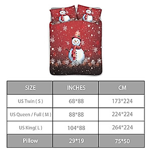 WHOSGNIHT Christmas Bedding Sets Snowman Duvet Cover Bedding Sets 3 Pcs Ultra Soft Modern Comforter Cover Quilt Cover Set with Zipper Closure Washed Micerofiber King Size