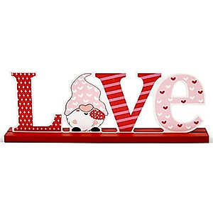 3 Valentines Day Wooden Table Decorations Valentine Centerpiece Pink Heart Love Tabletop Sign Valentine's Gift & Romantic Party Decor for Fireplace Mantle Shelf Office Desk Dining Room Kitchen & Home