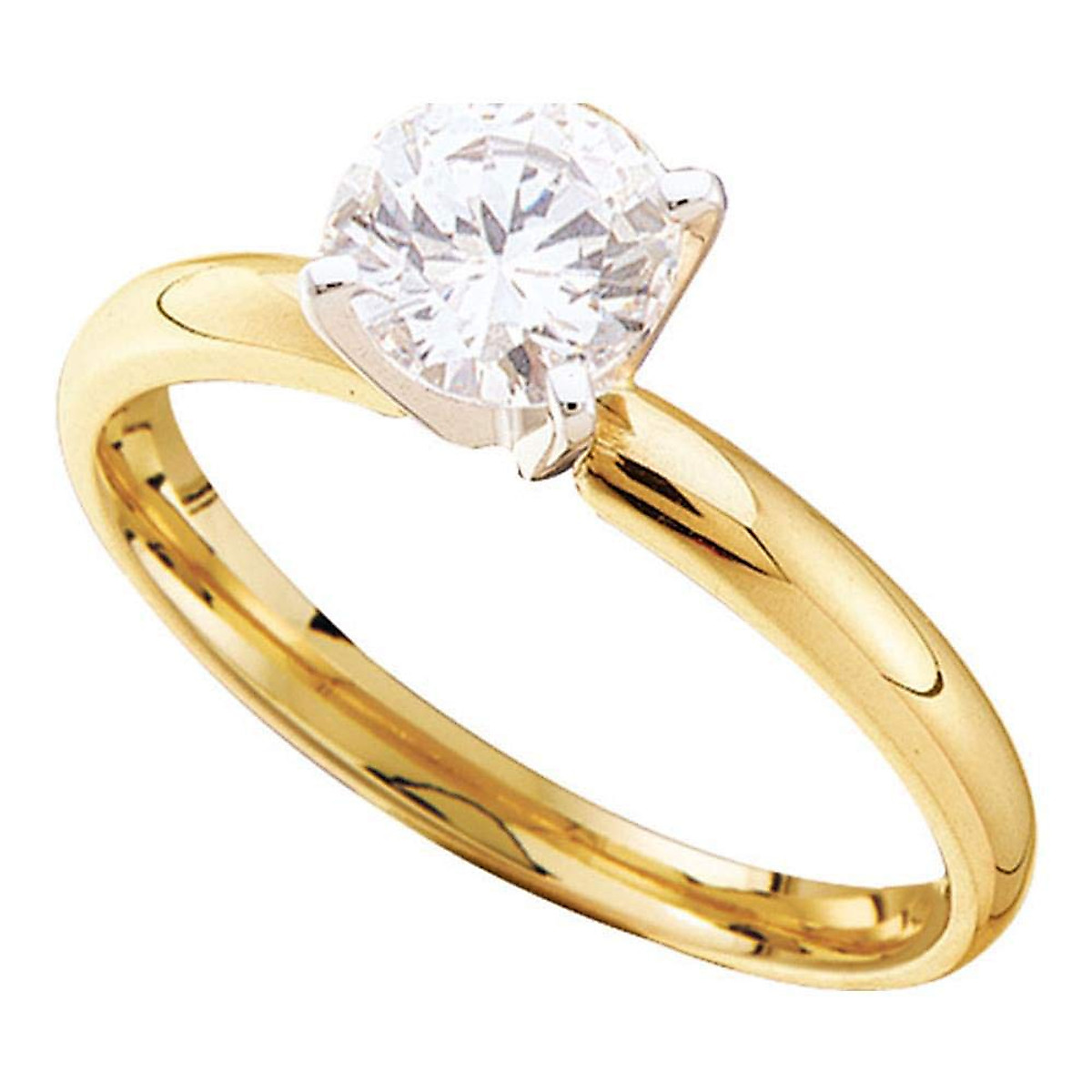 Dazzlingrock Collection 14kt Yellow Gold Womens Round Diamond Solitaire Bridal Wedding Engagement Ring 1/2 ctw