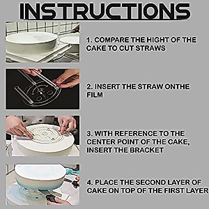 Atiiva Cake Separator Plates and Pillars Set- 4 Pieces Cake Separator Plates with 20 Pieces Transparent Cake Sticks Support Rods- Exquisite Round Layered Cake Combo Set