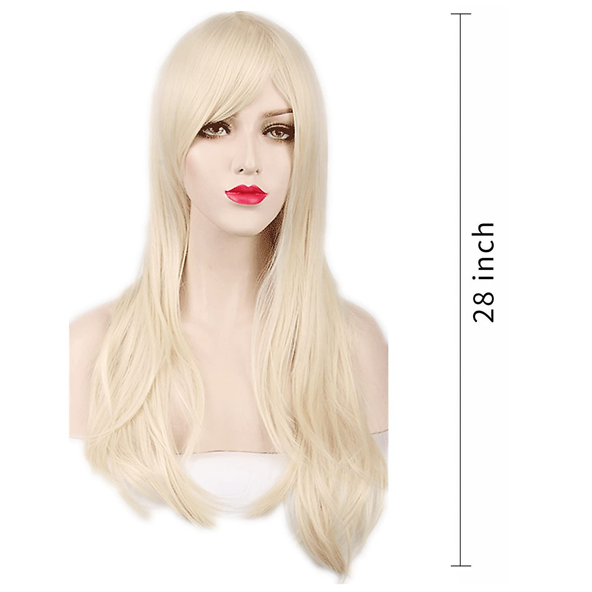 AneShe Wigs 28" Long Wavy Hair Heat Resistant Cosplay Wig for Women (Light Blonde)