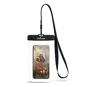 CaliCase Universal Waterproof Phone Pouch - IPX8 Waterproof Floating Phone Case with Lanyard for iPhone X-14/ S20-S23/ Pixel 1-7 - Clear