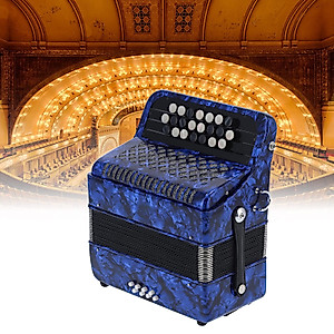 22 Key 8 Bass Accordion, Accordian Professional Kids Accordion Toy Accordion Button Accordian for Kids Adults Beginners Students for Performance Banquet, Party(Navy blue, blue)