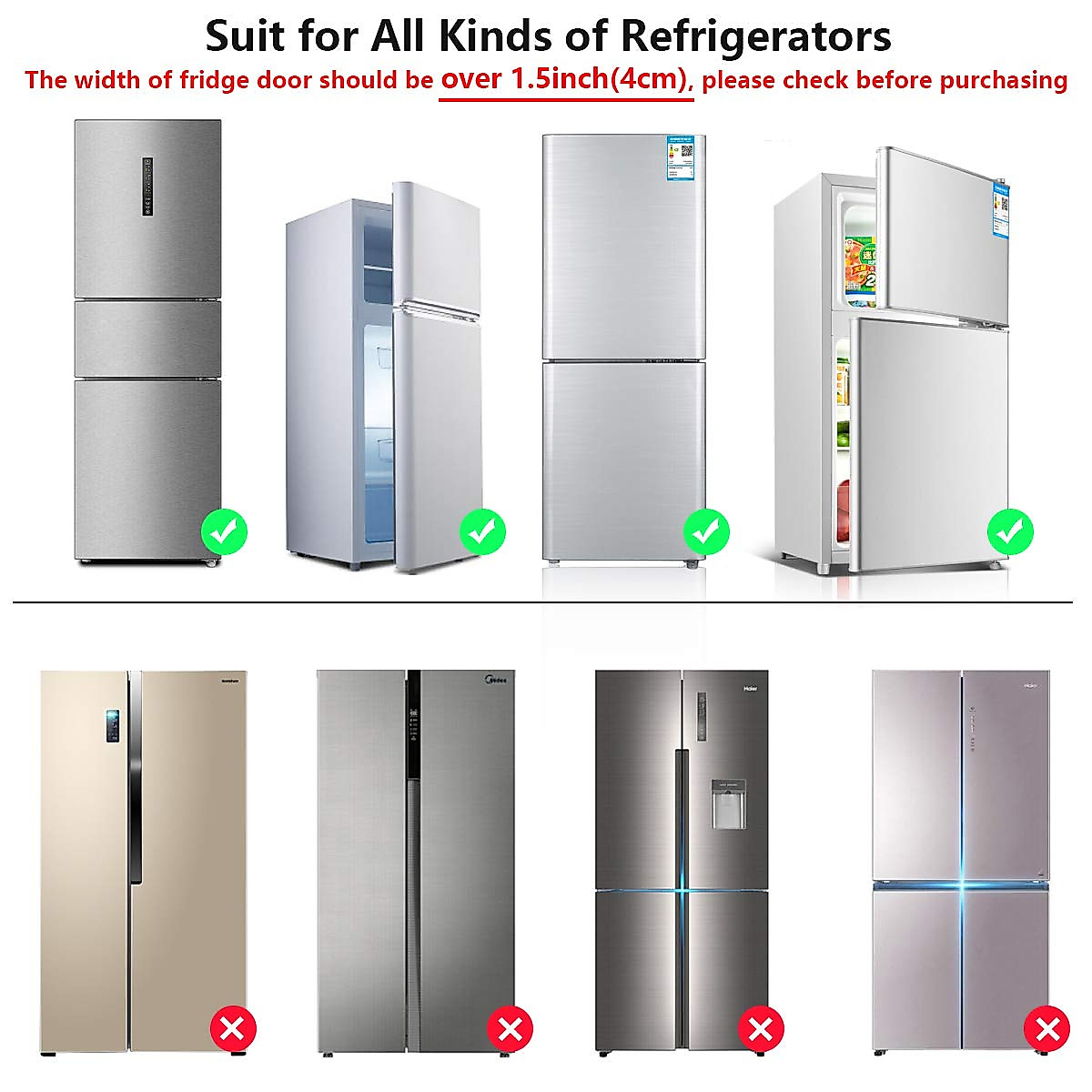 Home Refrigerator Fridge Freezer Door Lock, Latch Catch Toddler Kids Child Fridge Locks Baby Safety Child Lock, Easy to Install and Use 3M Adhesive no Tools Need or Drill(1 Pack, White)