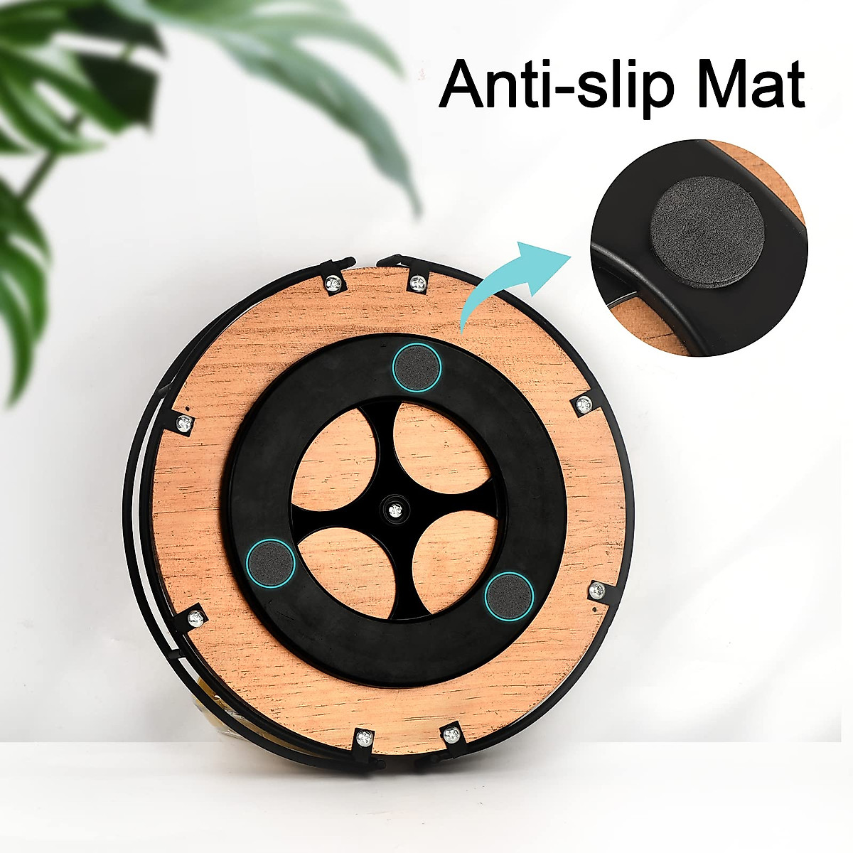 Set of 2, 10 Inch Lazy Susan Organizer - Non-Skid Wood Turntable Organizer for Cabinet, Pantry, Kitchen Countertop, Refrigerator, Spice Rack