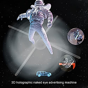 Luqeeg 3D Hologram Projector, 1600x1184 Holographic Advertising Projector, Naked Eye 3D Holographic Projection Fan with Remote Control for Commercial Shop Sign Party Events Display