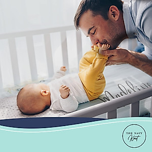 The Navy Knot Personalized Fitted Bed Crib Sheets for Baby - Custom Mattress Sheet for Standard Crib Size - Breathable Bedding Sheets for Girl & Boy Toddler (Baby Boy Giraffe)