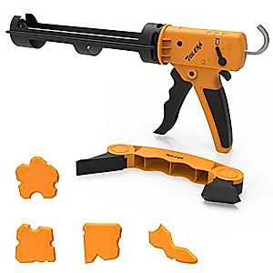 TOLESA Anti-Drip Hand Caulking Gun High Thrust Ratio 12:1 with No Dripping Control for Kitchen Bathroom Window Easy Caulk Gun Non Drip 10oz (310ml) Silicone Caulking Tools Kit with Caulk Removal Tool