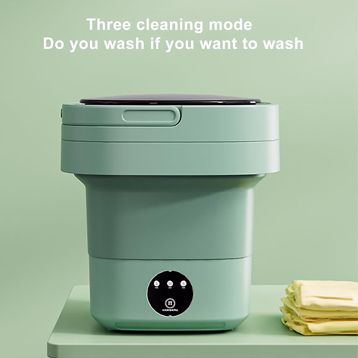 Kripyery 6.5Liter Convenient Washer, Foldable Mini Washer, Suitable for Washing Small Items Such as Baby Clothes, Underwear, Towels, Socks, for Dormitory, Camping Green