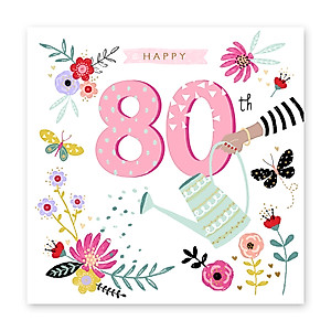 CENTRAL 23 - Cute 80th Birthday Card for Women - 'Happy 80th Birthday ' - Sweet Birthday Card for Her - Fun Birthday Card for Him - Comes with Cute Stickers