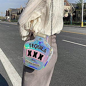 Fozehlad Women Cute Sequins Crossbody Bags Tequila Bottle Shaped Shoulder Handbags Elegant Evening Purse for Girls