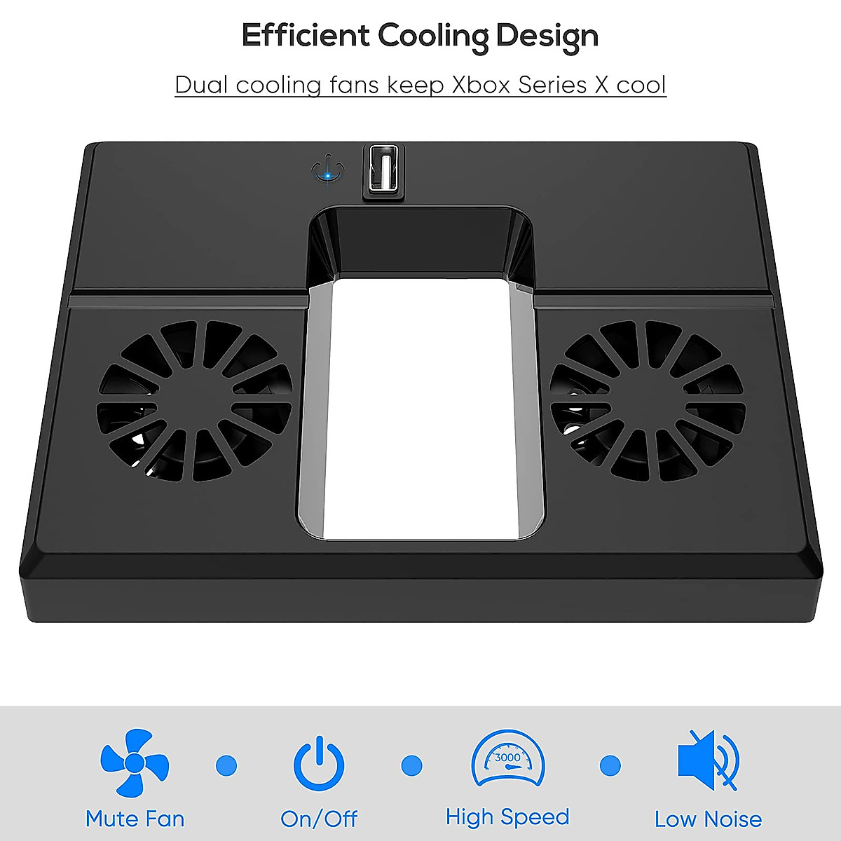 USB Cooling Fan for Xbox Series X Console, MENEEA Cooling Fan Stand for Xbox Series X Console with Dual Cooling Fans and USB Port