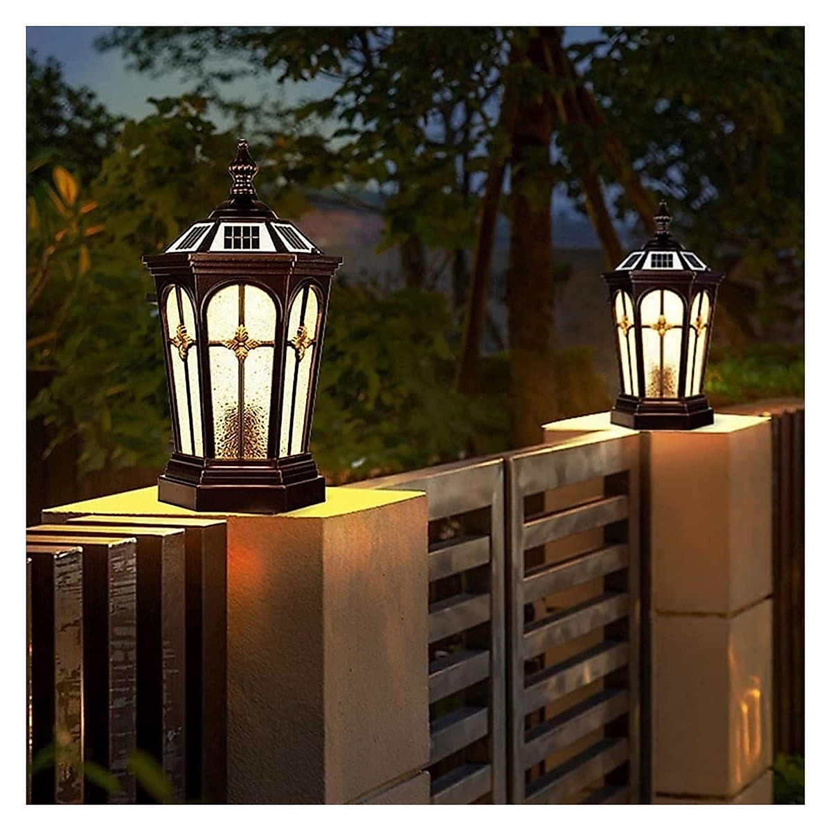 ONDIAN CHUNCIN - Outdoor LED Solar Bollard Column Lamp Deck Post Lamps Fence Column Pedestal Light Gate Bollard Pillar Light for Garden Villa Porch Decor Courtyard Living Stairs Corridor Aisle