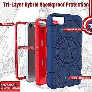 TIMISM iPod Touch 7th Generation Case, iPod Touch 6th/5th Generation Case, Heavy Duty Shockproof Protective iPod Touch Cover for Kids Boys Children, Navy Blue+Red