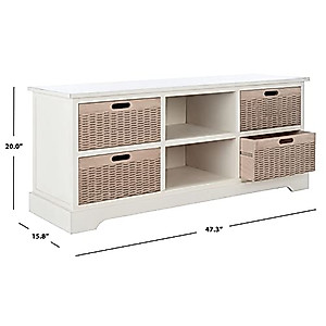 SAFAVIEH Home Collection Landers Distressed White 4-Drawer Media Stand (up to 55-inch Flat Screen TV)