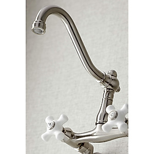 Kingston Brass KS3228PX Vintage Wall Mount Kitchen Faucet, Brushed Nickel, 8.5 x 8 x 6